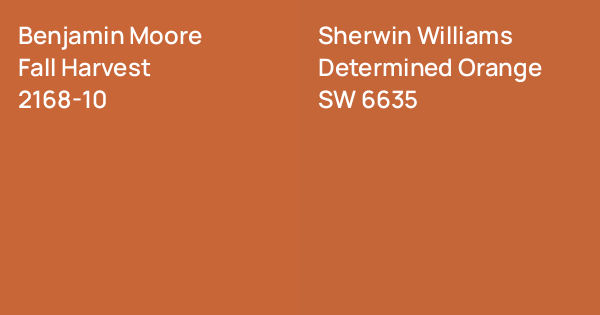 Benjamin Moore Fall Harvest vs. Sherwin Williams Determined Orange ...