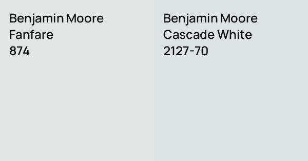 Benjamin Moore Fanfare vs. Benjamin Moore Cascade White comparison