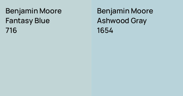 Benjamin Moore Fantasy Blue vs. Benjamin Moore Ashwood Gray comparison