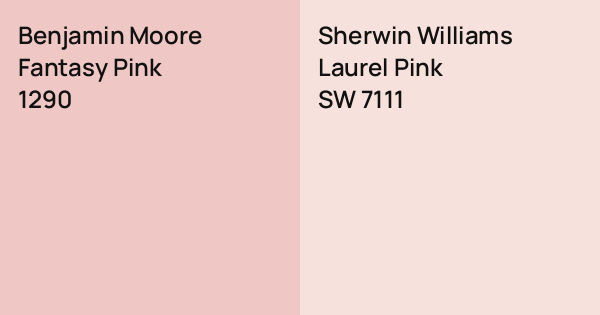 Benjamin Moore Fantasy Pink vs. Sherwin Williams Laurel Pink comparison