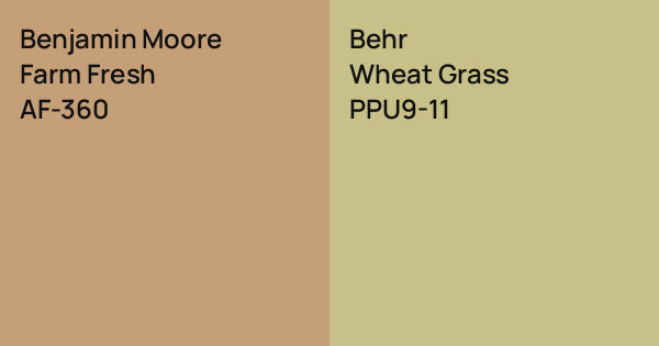 Benjamin Moore Farm Fresh vs. Behr Wheat Grass comparison