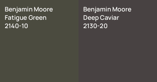 Benjamin Moore Fatigue Green vs. Benjamin Moore Deep Caviar comparison