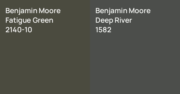 Benjamin Moore Fatigue Green vs. Benjamin Moore Deep River comparison