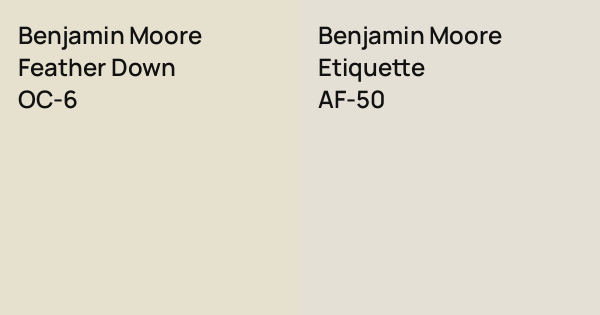 Benjamin Moore Feather Down vs. Benjamin Moore Etiquette comparison