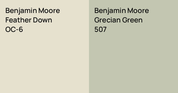 Benjamin Moore Feather Down vs. Benjamin Moore Grecian Green comparison