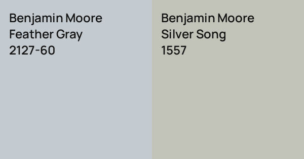 Benjamin Moore Feather Gray vs. Benjamin Moore Silver Song comparison