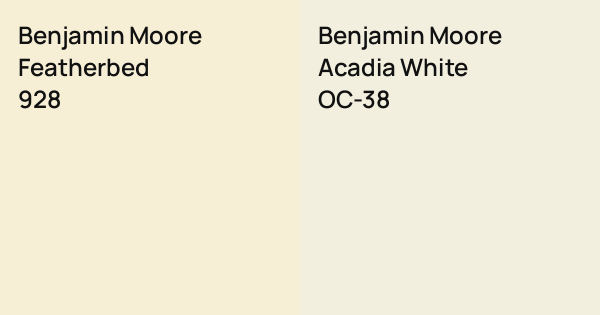Benjamin Moore Featherbed vs. Benjamin Moore Acadia White comparison