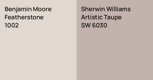 Benjamin Moore Featherstone vs. Sherwin Williams Artistic Taupe comparison
