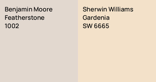 Benjamin Moore Featherstone vs. Sherwin Williams Gardenia comparison