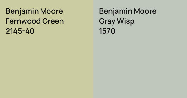 Benjamin Moore Fernwood Green vs. Benjamin Moore Gray Wisp comparison