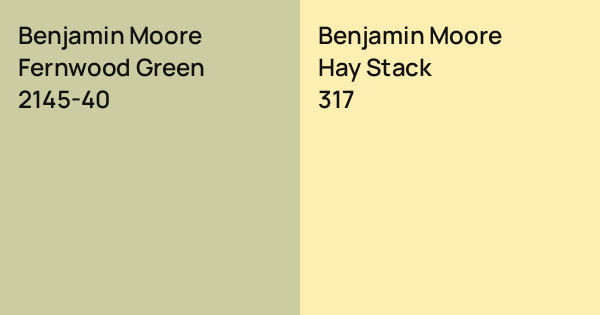 Benjamin Moore Fernwood Green vs. Benjamin Moore Hay Stack comparison