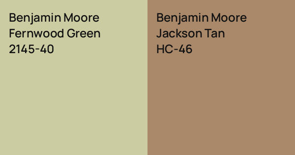 Benjamin Moore Fernwood Green vs. Benjamin Moore Jackson Tan comparison