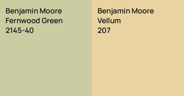 Benjamin Moore Fernwood Green vs. Benjamin Moore Vellum comparison