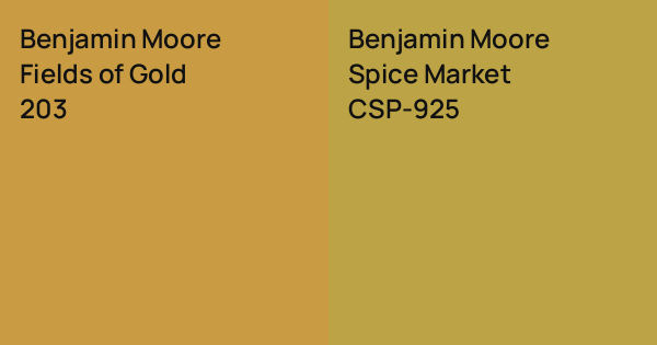 Benjamin Moore Fields of Gold vs. Benjamin Moore Spice Market comparison