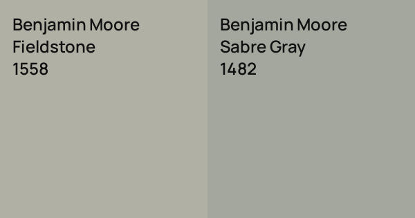 Benjamin Moore Fieldstone vs. Benjamin Moore Sabre Gray comparison