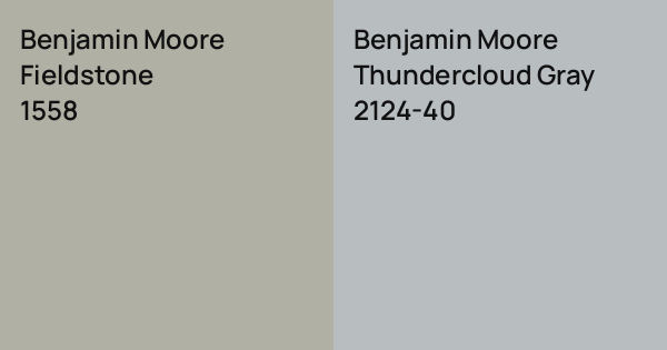 Benjamin Moore Fieldstone vs. Benjamin Moore Thundercloud Gray comparison