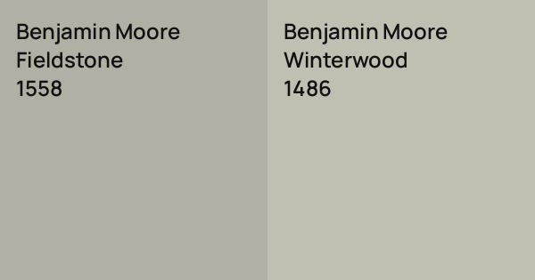 Benjamin Moore Fieldstone vs. Benjamin Moore Winterwood comparison