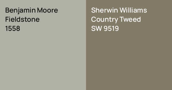 Benjamin Moore Fieldstone vs. Sherwin Williams Country Tweed comparison