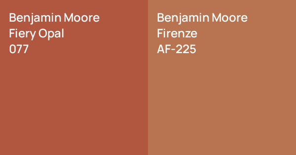Benjamin Moore Fiery Opal vs. Benjamin Moore Firenze comparison