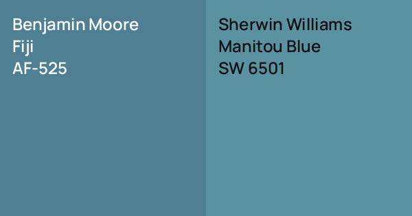 Benjamin Moore Fiji vs. Sherwin Williams Manitou Blue comparison