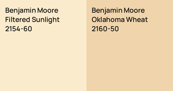 Benjamin Moore Filtered Sunlight vs. Benjamin Moore Oklahoma Wheat ...