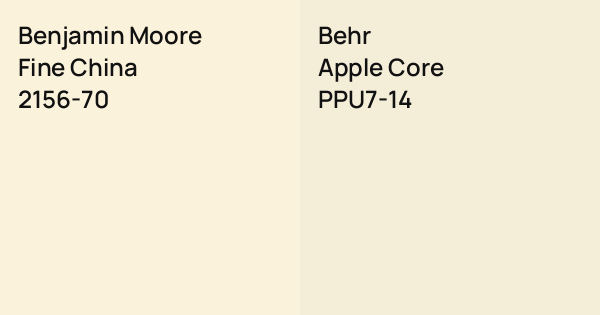 Benjamin Moore Fine China vs. Behr Apple Core comparison