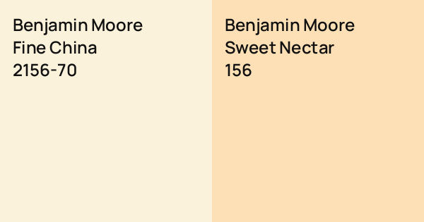 Benjamin Moore Fine China vs. Benjamin Moore Sweet Nectar comparison