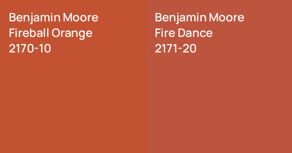 Benjamin Moore Fireball Orange vs. Benjamin Moore Fire Dance comparison