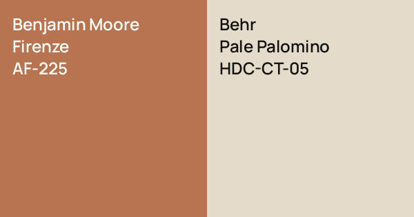 Benjamin Moore Firenze vs. Behr Pale Palomino comparison