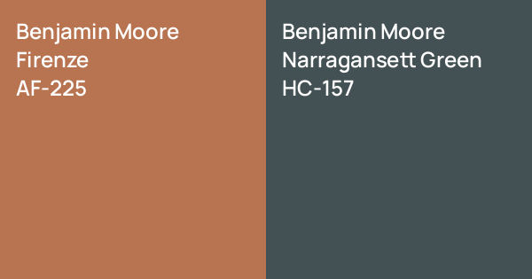Benjamin Moore Firenze vs. Benjamin Moore Narragansett Green comparison