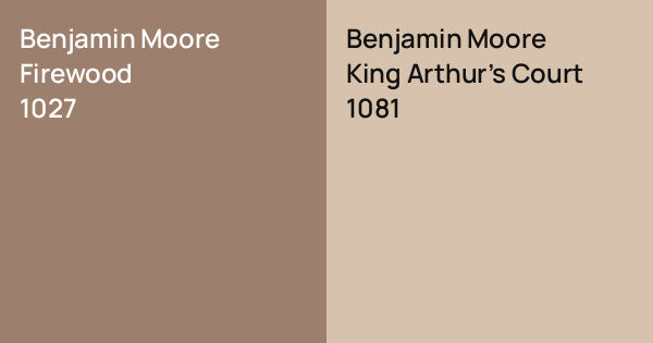 Benjamin Moore Firewood vs. Benjamin Moore King Arthur's Court comparison