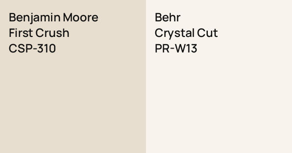 Benjamin Moore First Crush vs. Behr Crystal Cut comparison