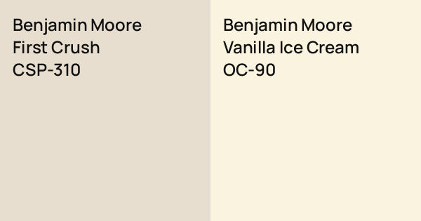Benjamin Moore First Crush vs. Benjamin Moore Vanilla Ice Cream comparison