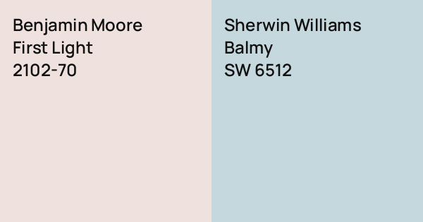 Benjamin Moore First Light vs. Sherwin Williams Balmy comparison