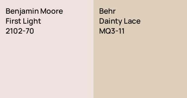Benjamin Moore First Light vs. Behr Dainty Lace comparison