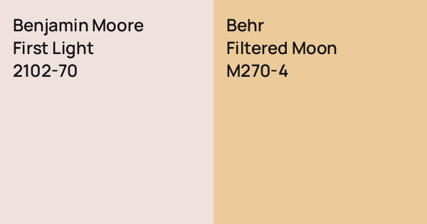 Benjamin Moore First Light vs. Behr Filtered Moon comparison