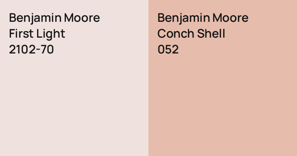 Benjamin Moore First Light vs. Benjamin Moore Conch Shell comparison