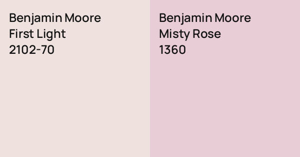 Benjamin Moore First Light vs. Benjamin Moore Misty Rose comparison