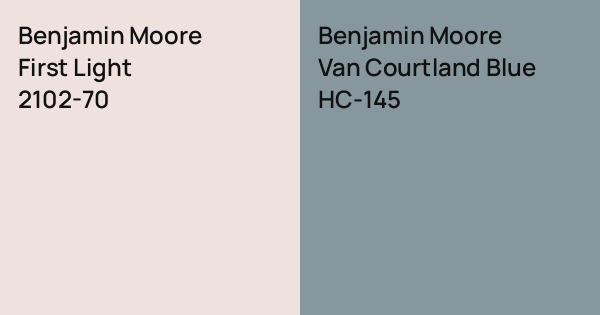 Benjamin Moore First Light vs. Benjamin Moore Van Courtland Blue comparison