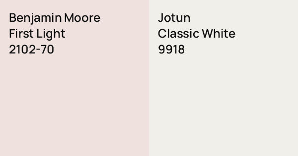 Benjamin Moore First Light vs. Jotun Classic White comparison