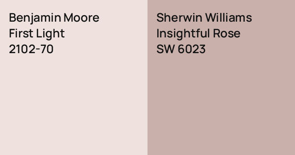 Benjamin Moore First Light vs. Sherwin Williams Insightful Rose comparison