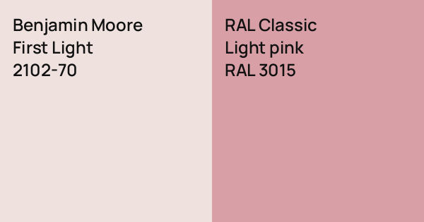 Benjamin Moore First Light vs. RAL Classic Light pink comparison