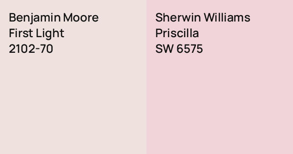 Benjamin Moore First Light vs. Sherwin Williams Priscilla comparison