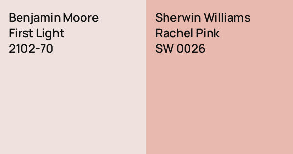 Benjamin Moore First Light vs. Sherwin Williams Rachel Pink comparison