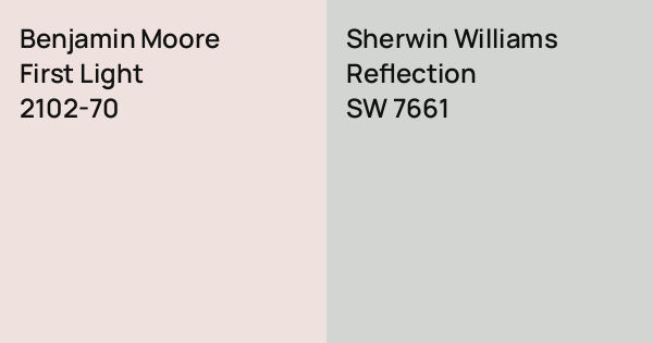 Benjamin Moore First Light vs. Sherwin Williams Reflection comparison