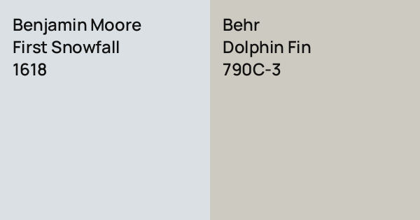 Benjamin Moore First Snowfall vs. Behr Dolphin Fin comparison