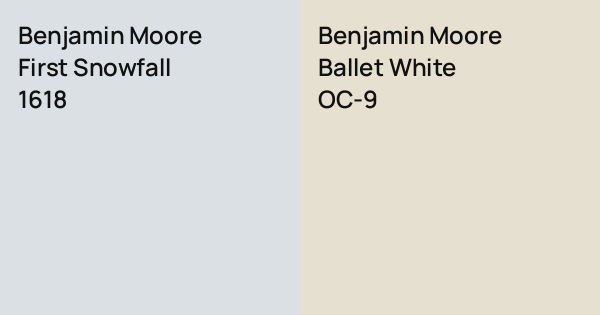 Benjamin Moore First Snowfall vs. Benjamin Moore Ballet White comparison