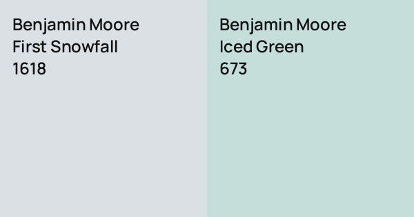 Benjamin Moore First Snowfall vs. Benjamin Moore Iced Green comparison
