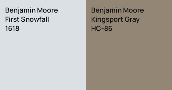 Benjamin Moore First Snowfall vs. Benjamin Moore Kingsport Gray comparison