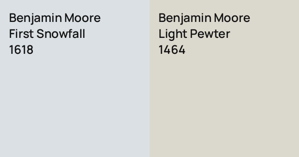 Benjamin Moore First Snowfall vs. Benjamin Moore Light Pewter comparison
